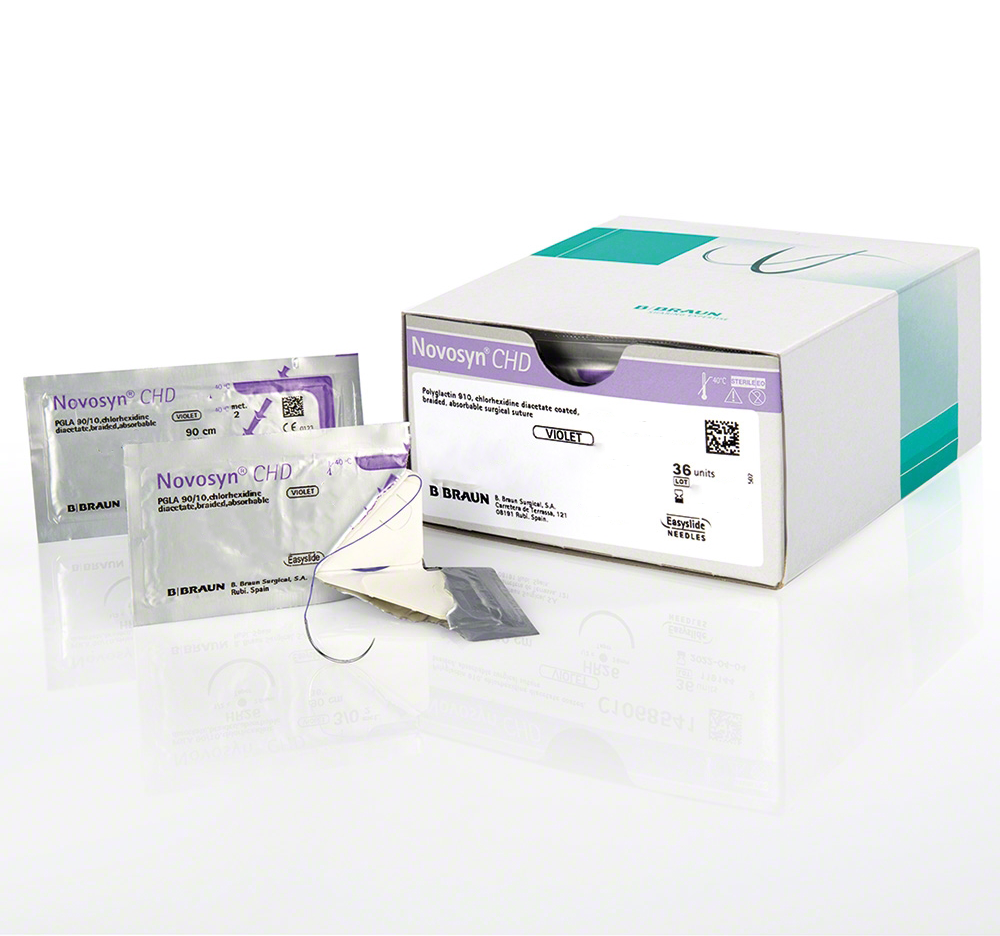 Aesculap Suture NOVOSYN, Violet, DS19, 4/0, 3/8 Circle Reverse Cutting ...