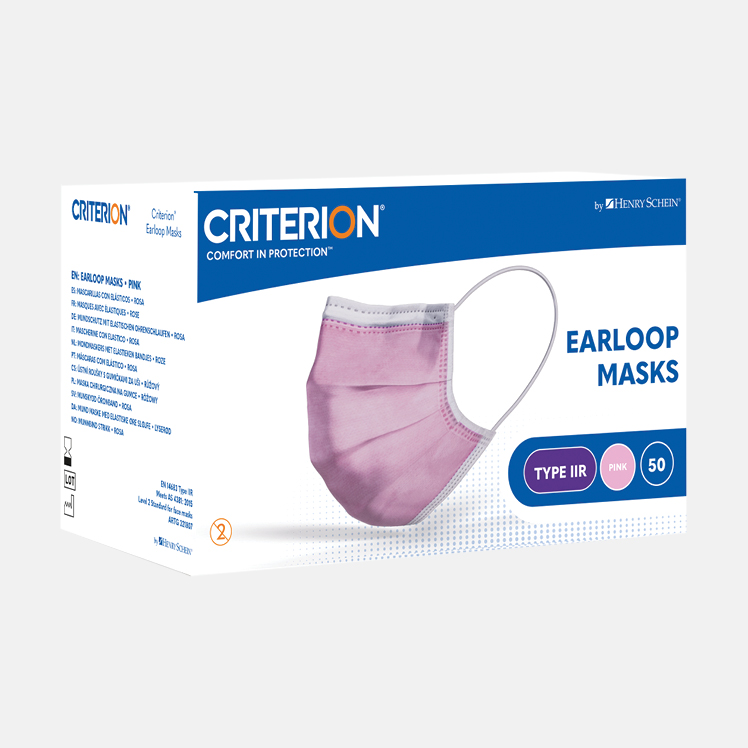 Henry Schein Criterion Mask - Level 2 - Earloop - Pink, 50-Pack ...