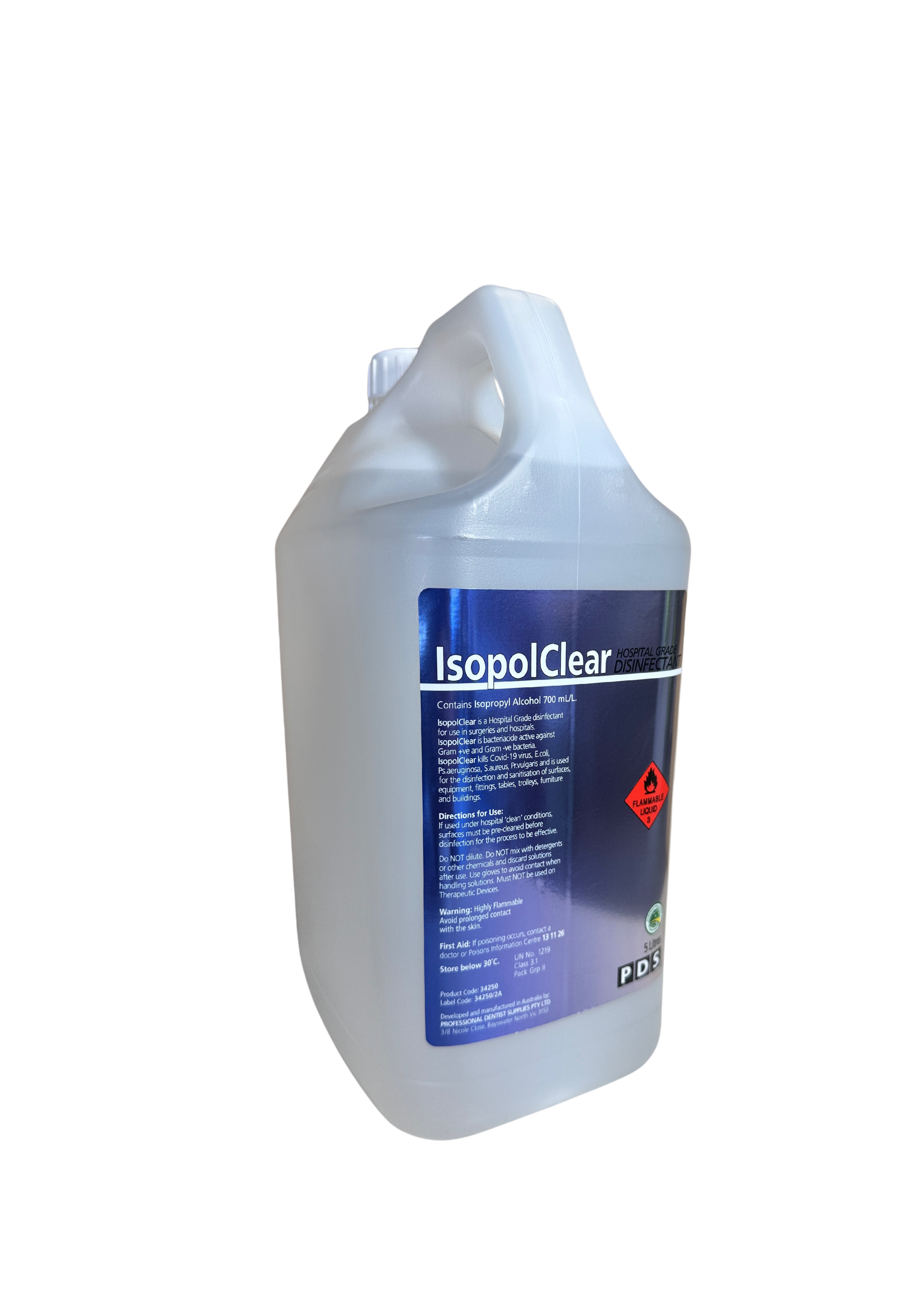 PDS Isopol Clear - 70% Isopropyl Alcohol Disinfectant - 5L Bottle ...