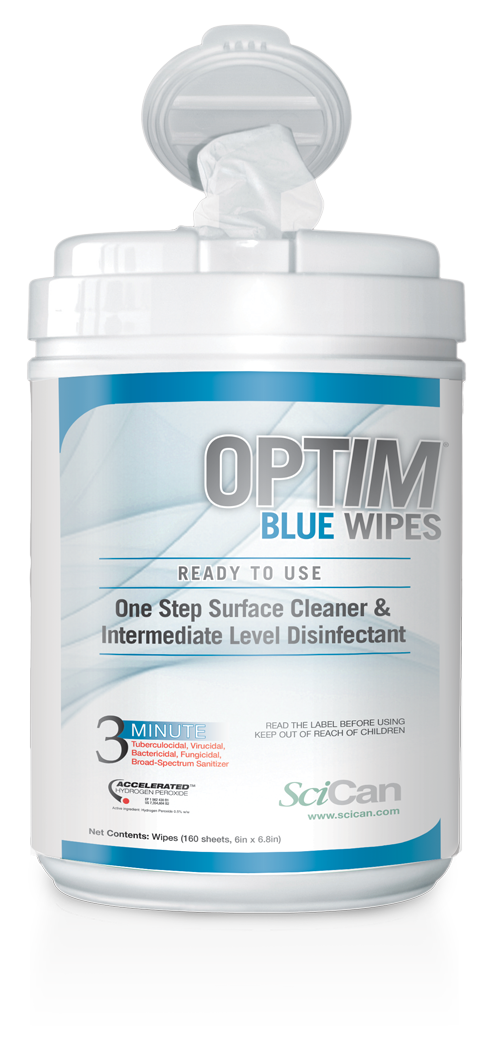 SciCan OPTIM Blue Wipes - Cleaning and Disinfecting - Tub of 160 Wipes ...